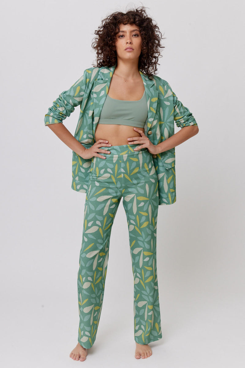 Saco Emily Verde Jade Hojas – MYSSO SWIMWEAR