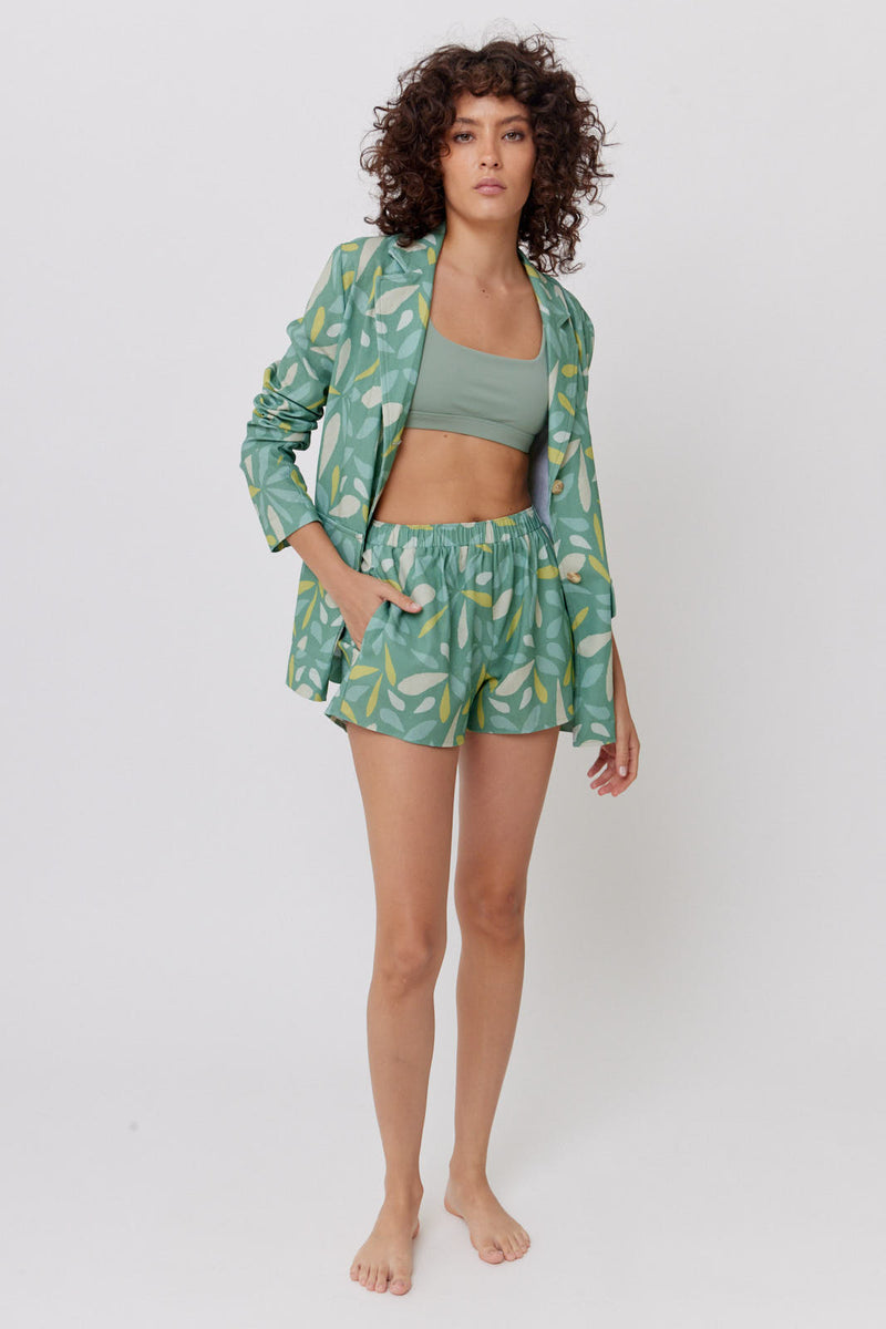 Short Kai verde Jade Hojas – MYSSO SWIMWEAR