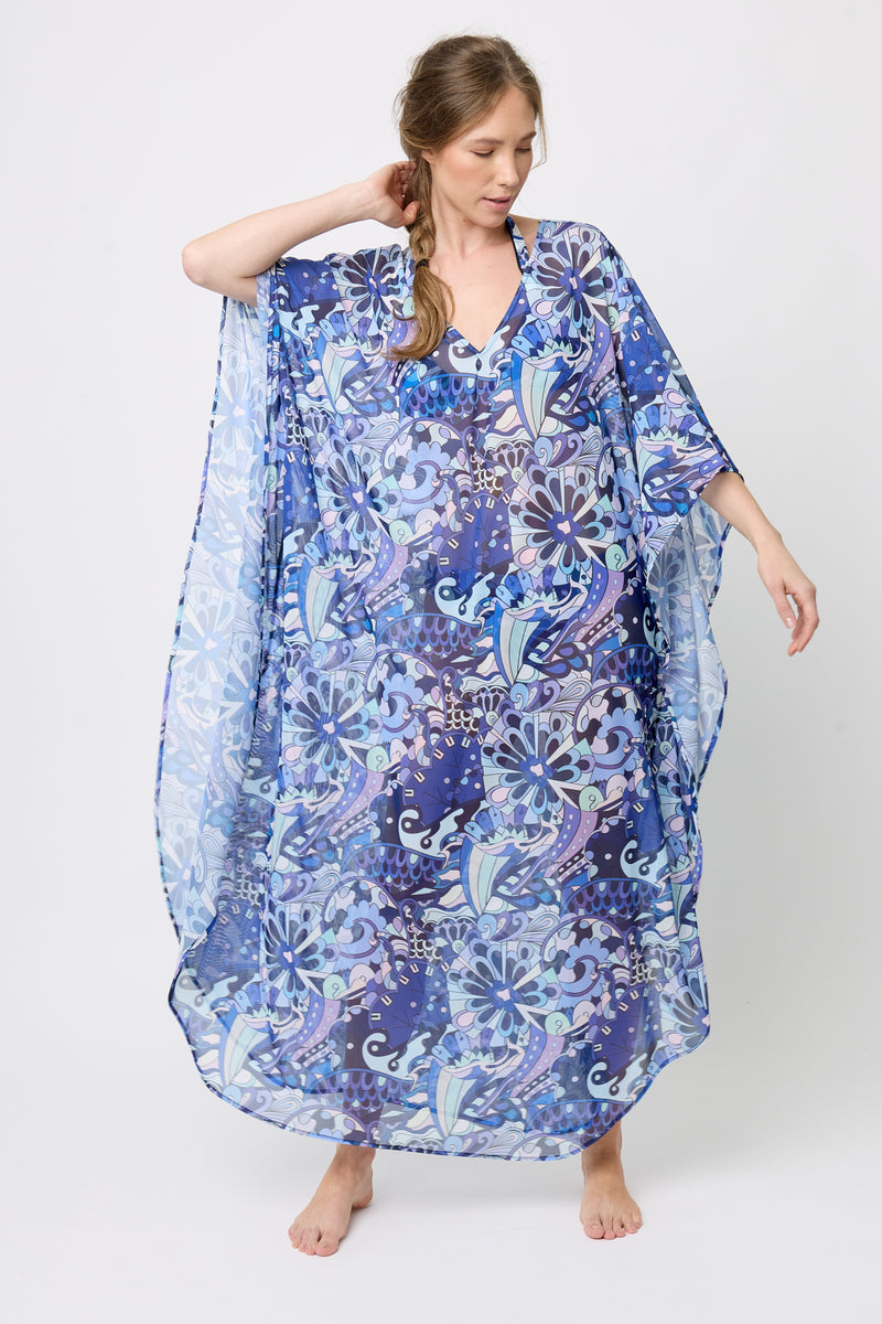 Kaftan Alison Ondas Azul – MYSSO SWIMWEAR